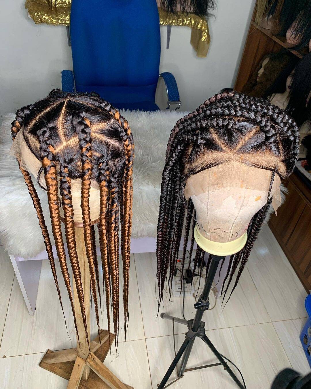 Braided Wig Full Lace Jumbo Box Braids Wig Lace Front Box - Etsy