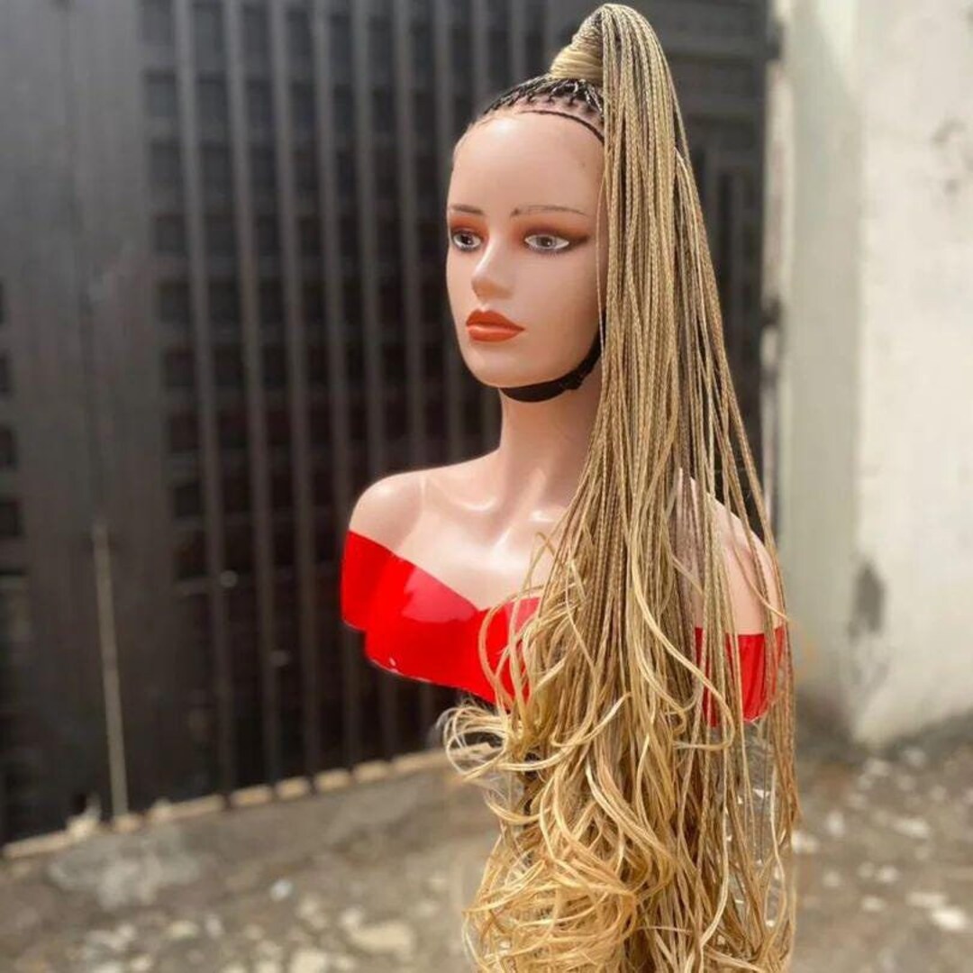 Reuseable French Curls Knotless Braid Wigs for Black Women on Full Lace ...
