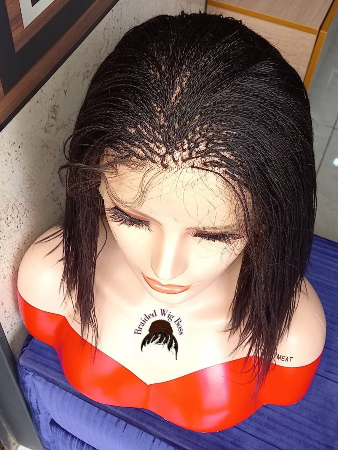 Short Lace Front Bob Micro Braid Wig Handmade Braided Wigs - Etsy