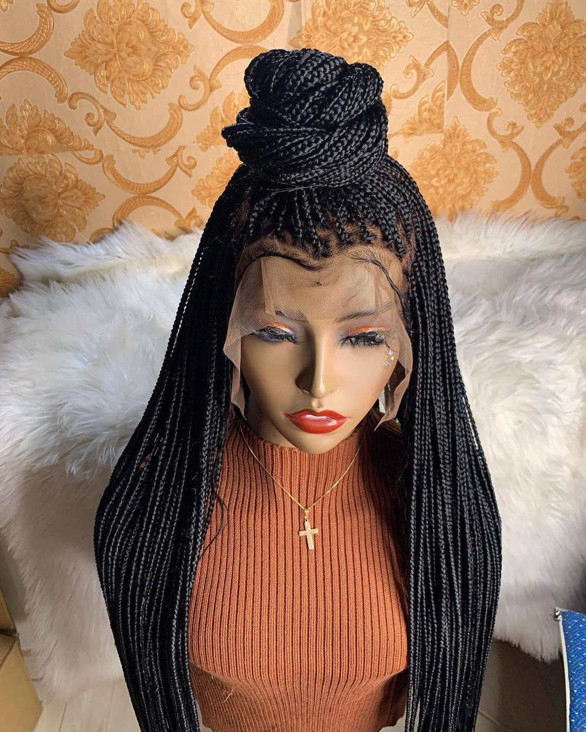 Window Peak Braided Wig Box Braid Wig Braided Wig for Black | Etsy