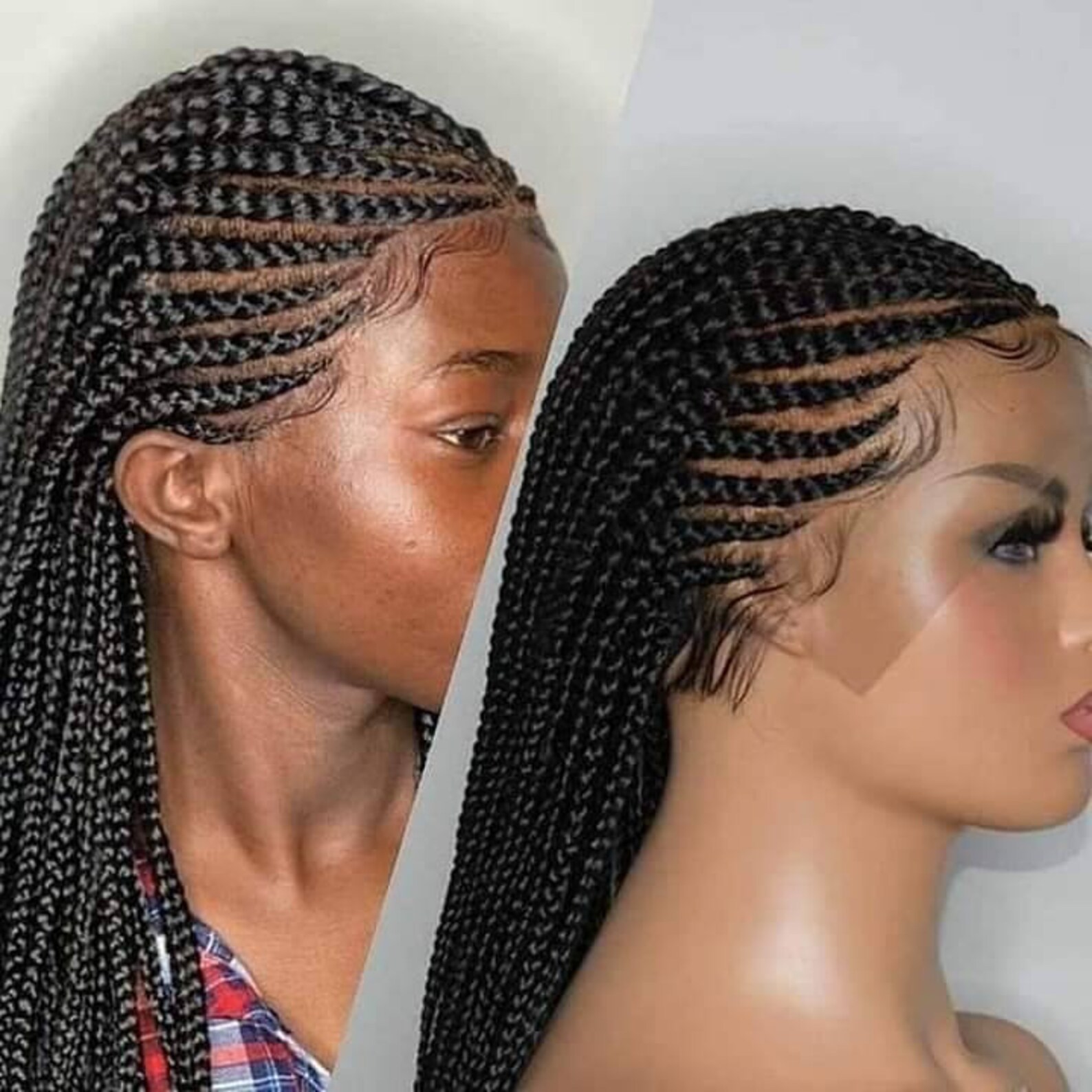 Cornrow Braided Wig Ghana Corn Row Wigs Full Lace Cornrow - Etsy