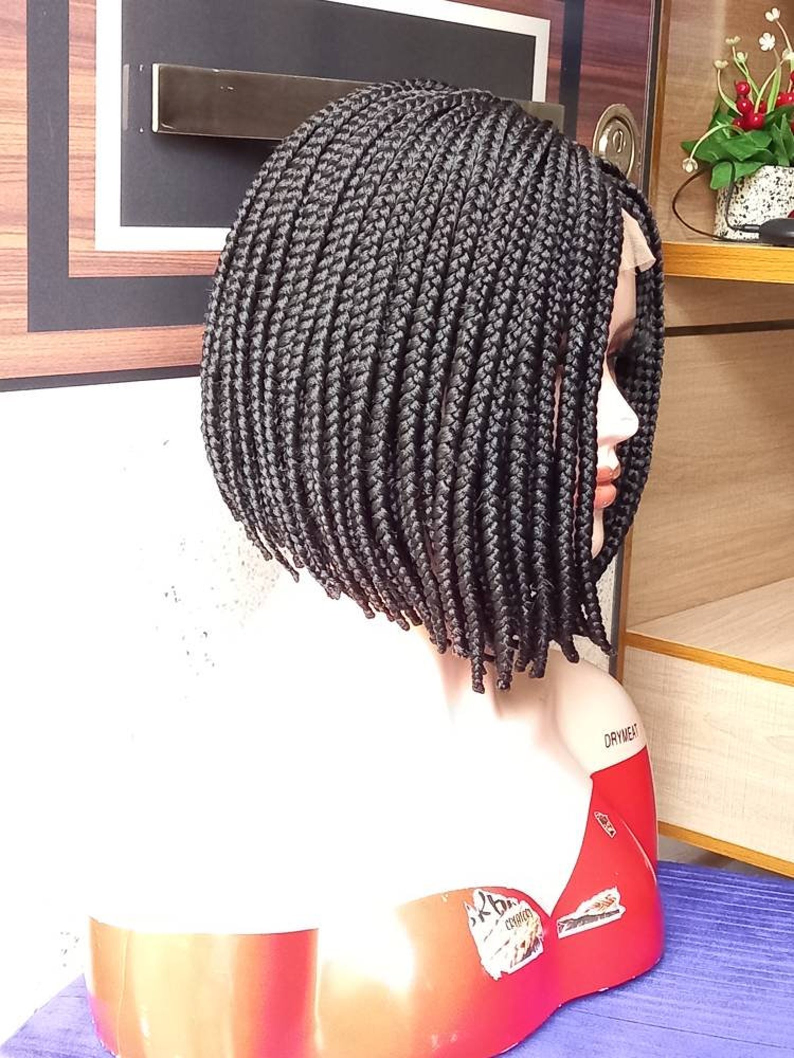 Short Bob Box Braid Wig for Black Women Cornrows Wig Frontal - Etsy