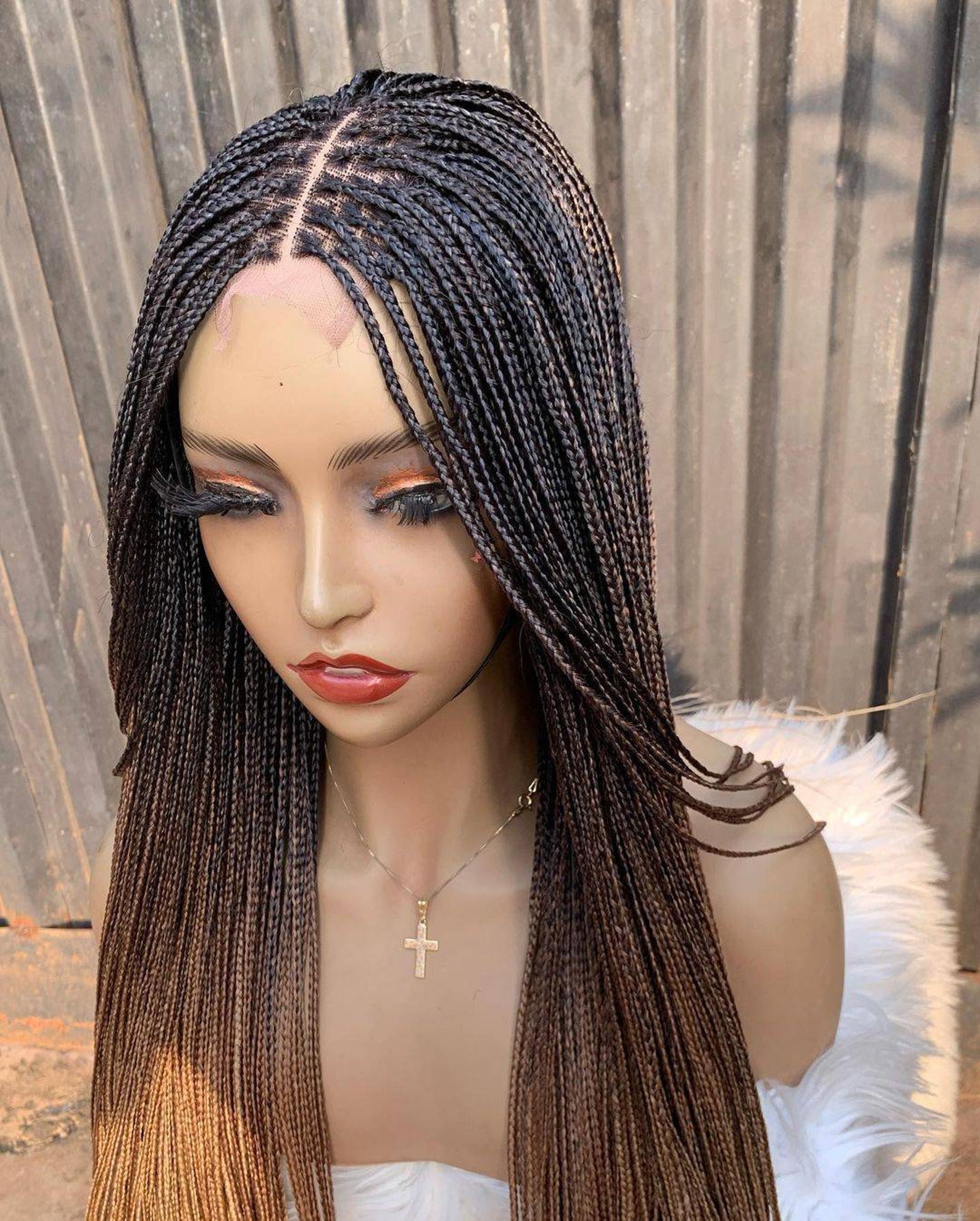 Handmade Glueless Ombre Knotless Box Braided Wig on 2x4 - Etsy