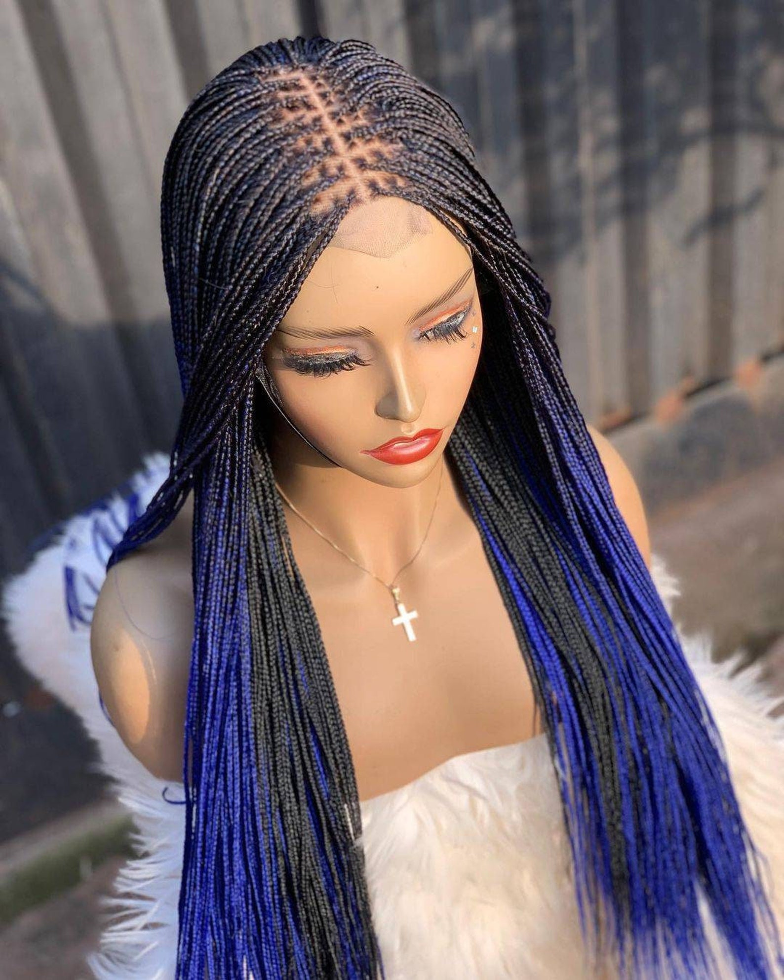 Ombre Knotless Braid Wigs On 2 By 6 Kim K Braided Lace Front Etsy
