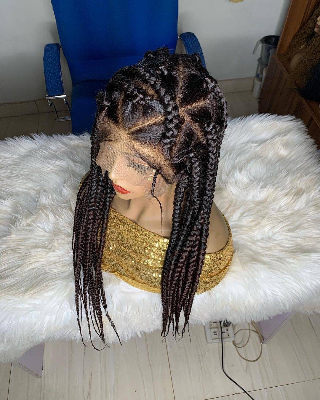 Braided Wig Full Lace Jumbo Box Braids Wig Lace Front Box - Etsy