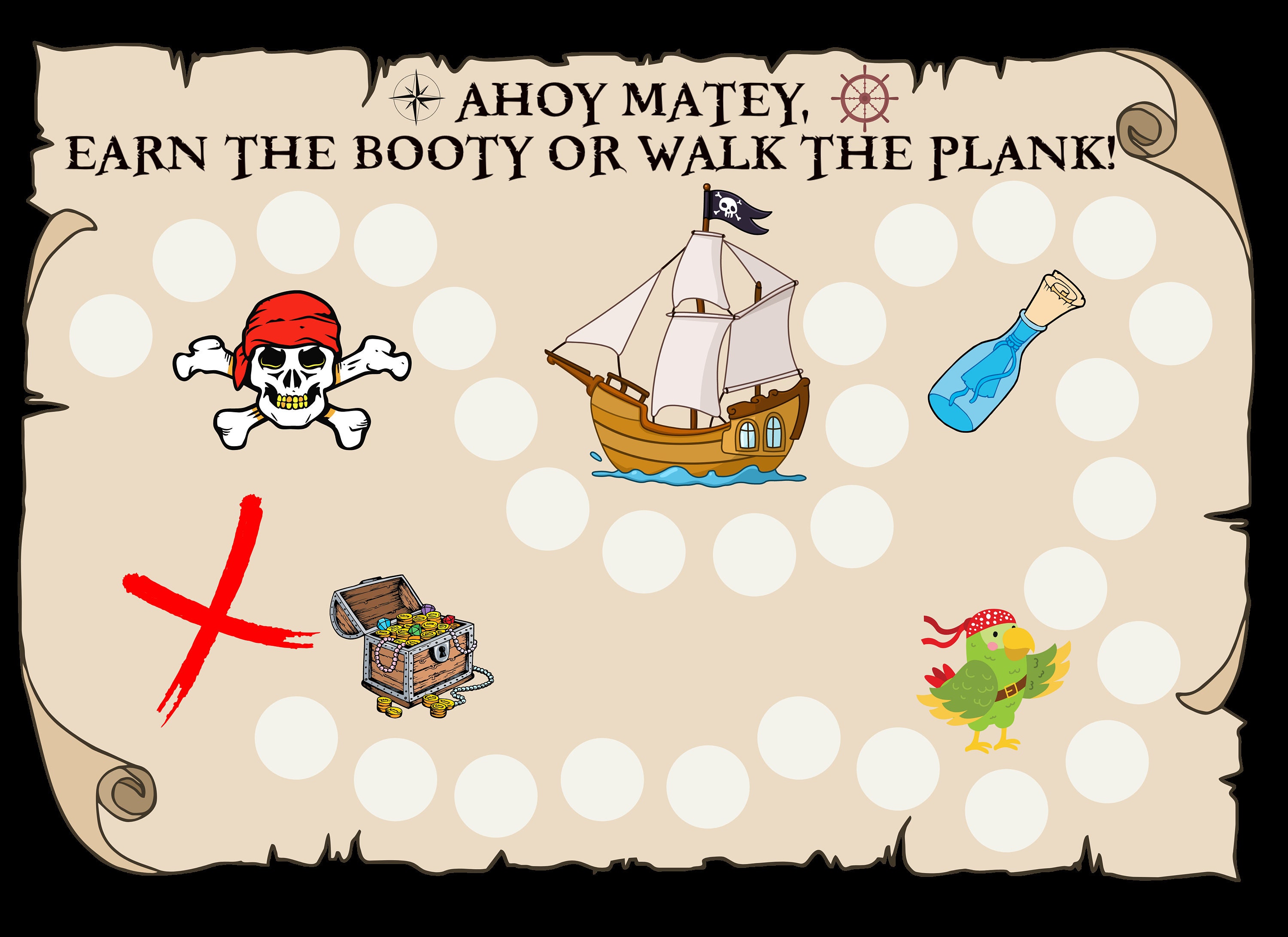 Reward Chart for Kids, Pirate Decor, Behavior Charts, Printable Sticker ...