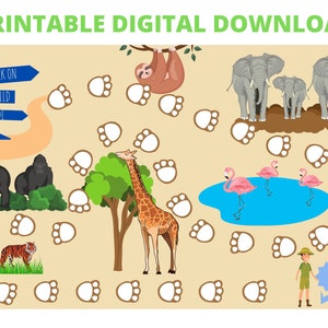 Reward Chart for Kids, Zoo Sticker, Printable Sticker Chart for Toddler ...