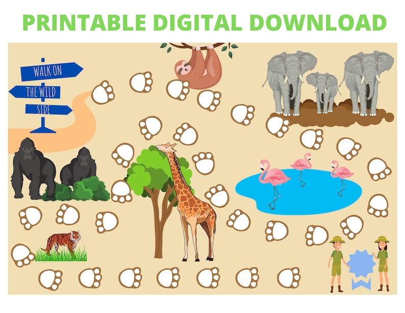 Reward Chart for Kids, Zoo Sticker, Printable Sticker Chart for Toddler ...