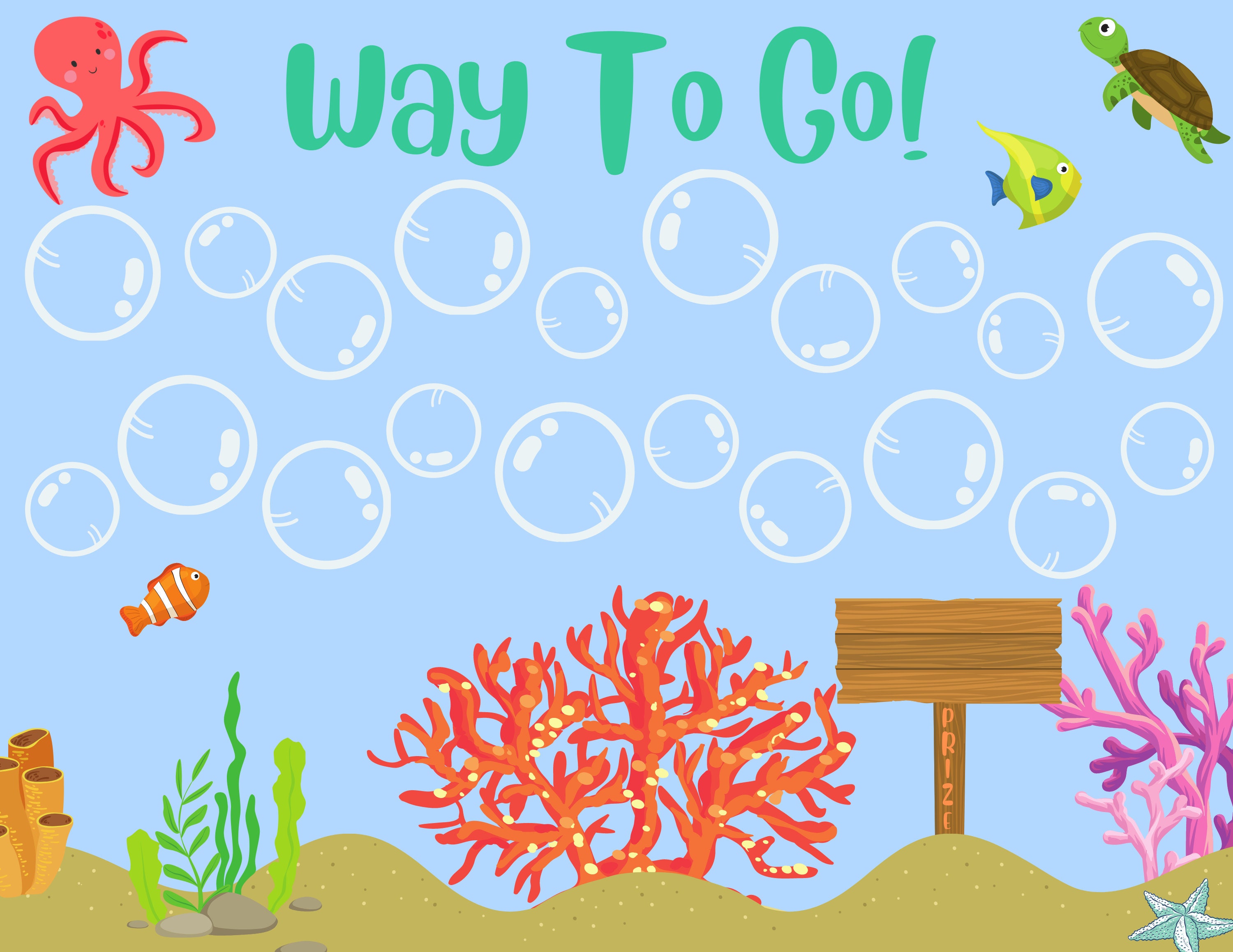 Printable Sticker Chart, Under the Sea Kids Decor, Behavior Chart for ...