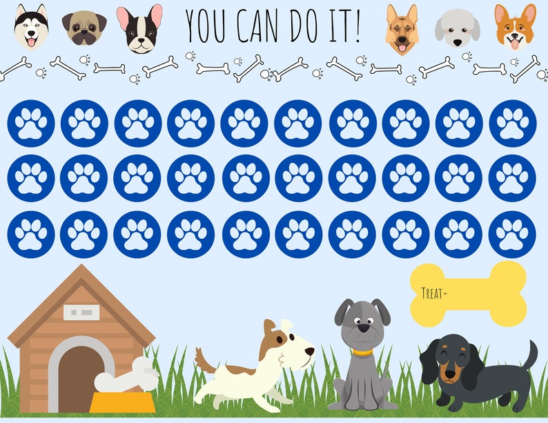 Reward Chart for Kids, Dog Lover, Behavior Chart, Printable Sticker ...