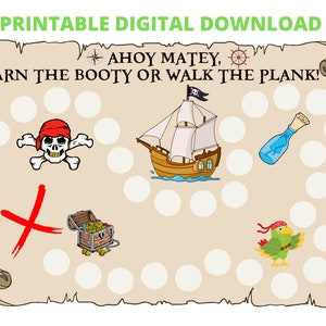 Reward Chart for Kids, Pirate Decor, Behavior Charts, Printable Sticker ...