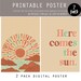 Boho Sunset Print Set, Slogan Wall Decor, Landscape Wall Art, Beatles ...