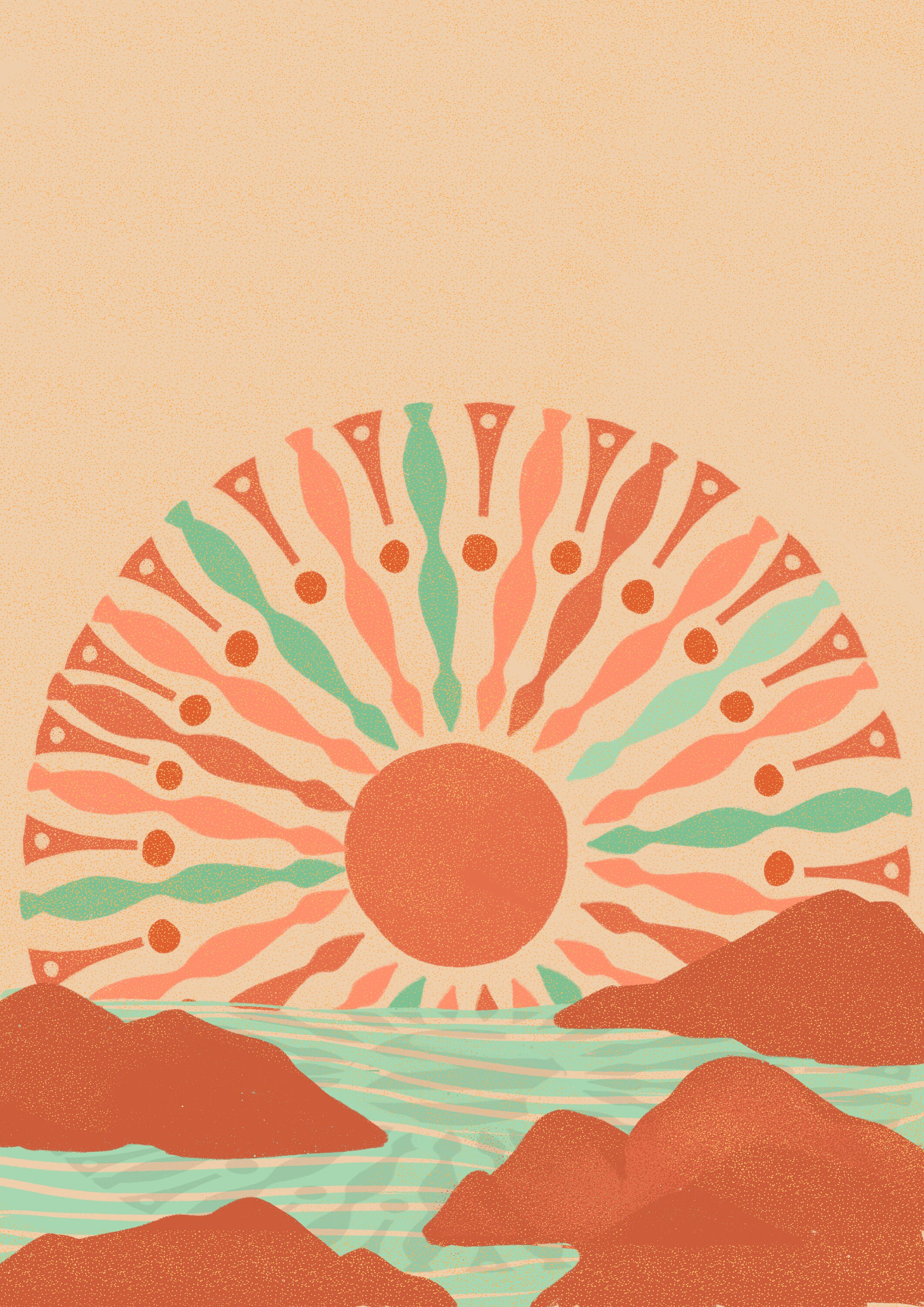 Boho Sunset Print Set, Slogan Wall Decor, Landscape Wall Art, Beatles ...