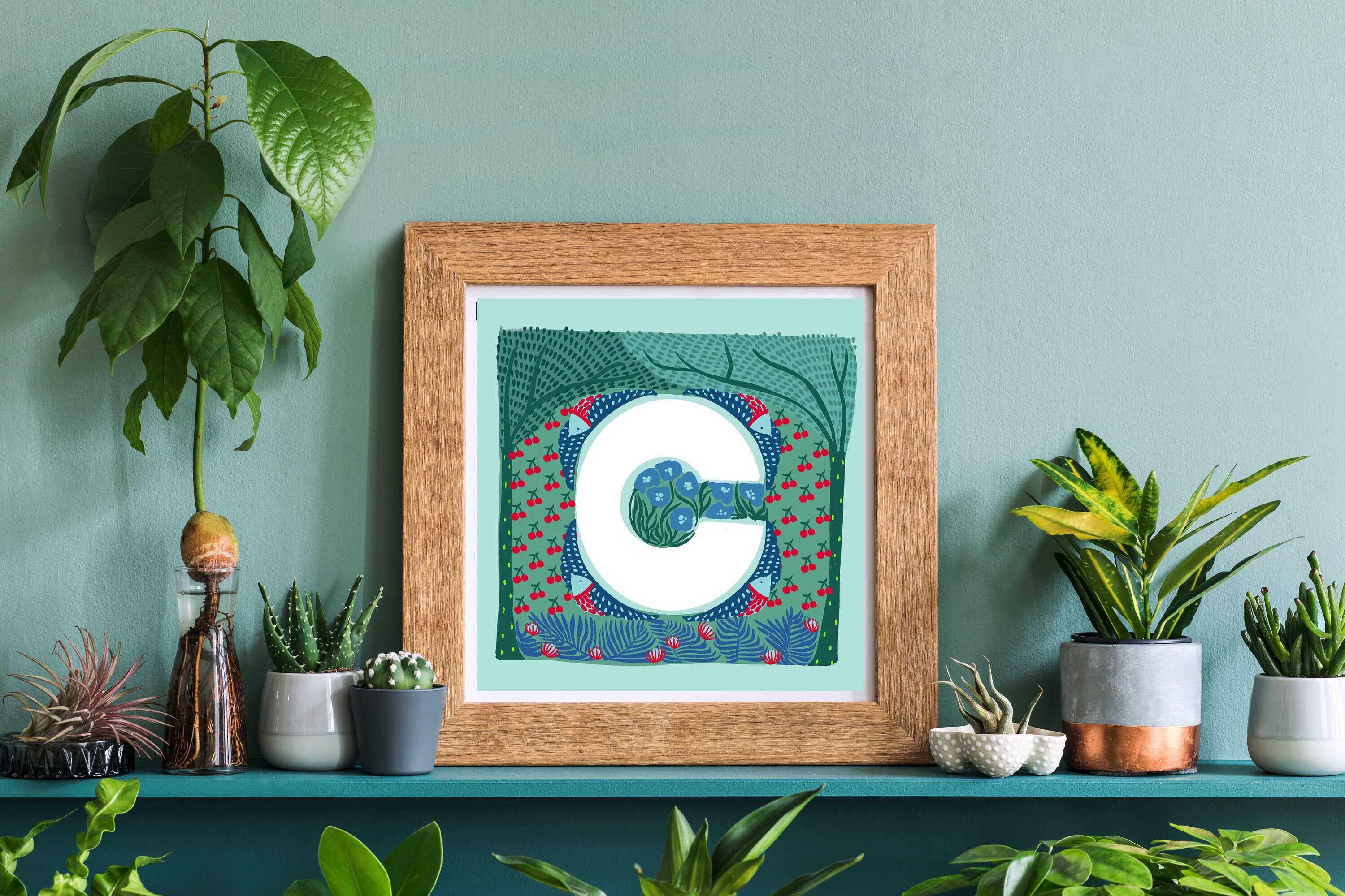 Name Illustration Print, Alphabet Wall Art, C First Letter Poster ...