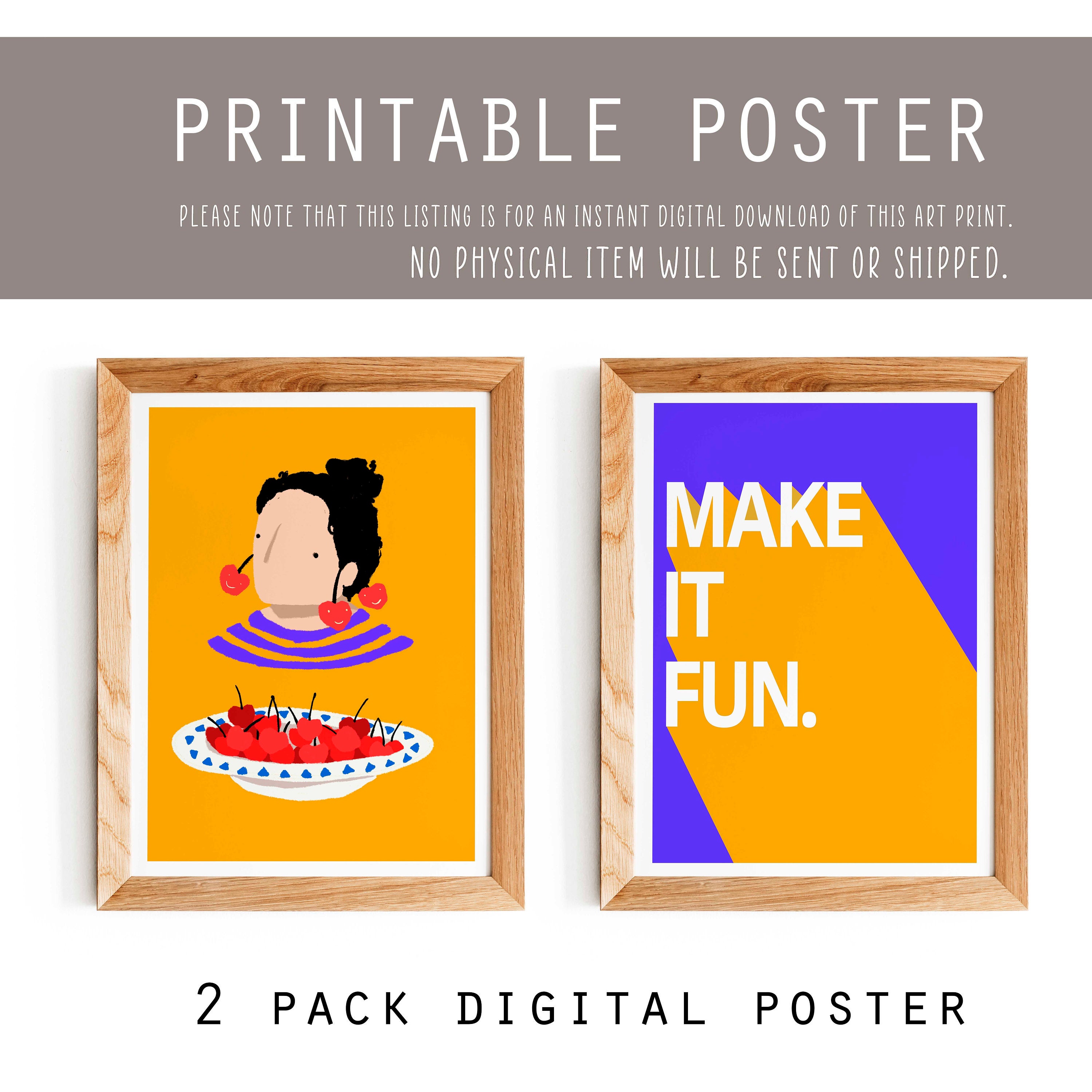 Girl Typography Print Art Make It Fun Poster Printable | Etsy