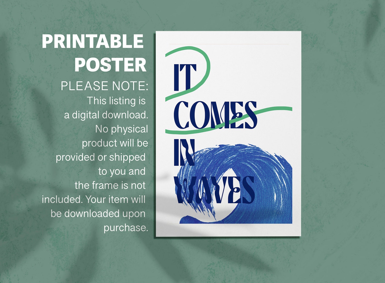 Marine Printable Poster, Duo Ocean Print, Waves Graphic Design ...