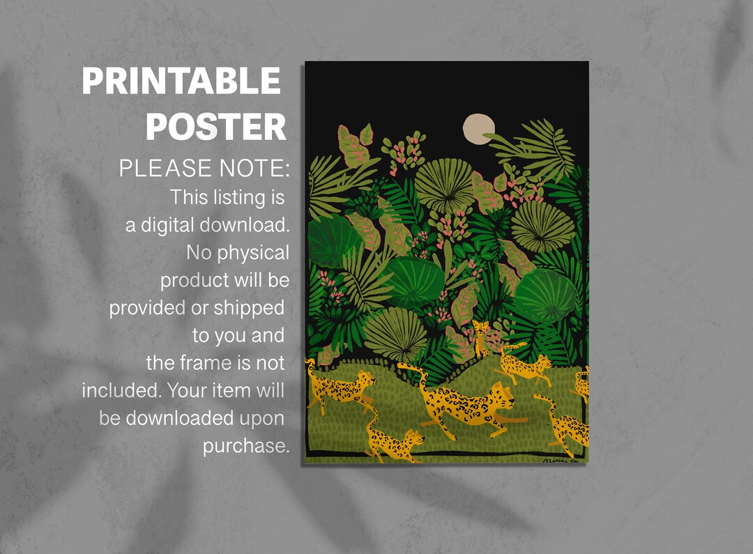 Gepard Poster, Tropischer Wald Poster, Natur Tiere Fine Art, Dschungel ...