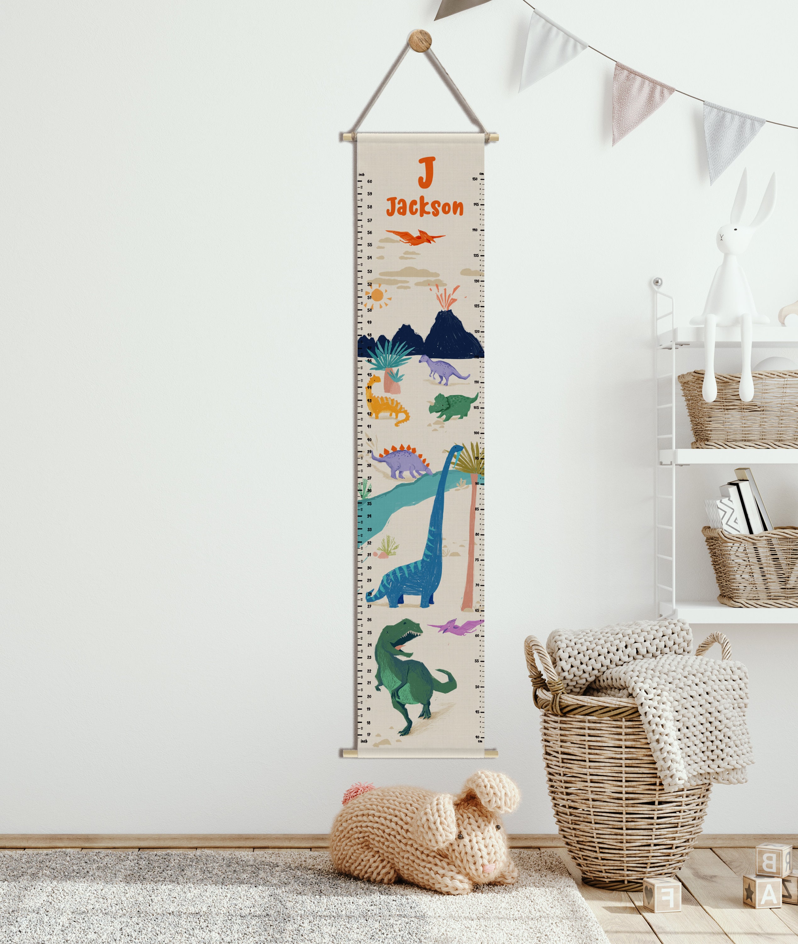 Dinosaur Growth Chart, Dino Height Ruler, Wall Hanger for Kidsroom ...