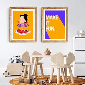 Girl Typography Print Art, Make It Fun Poster, Printable Illustration ...