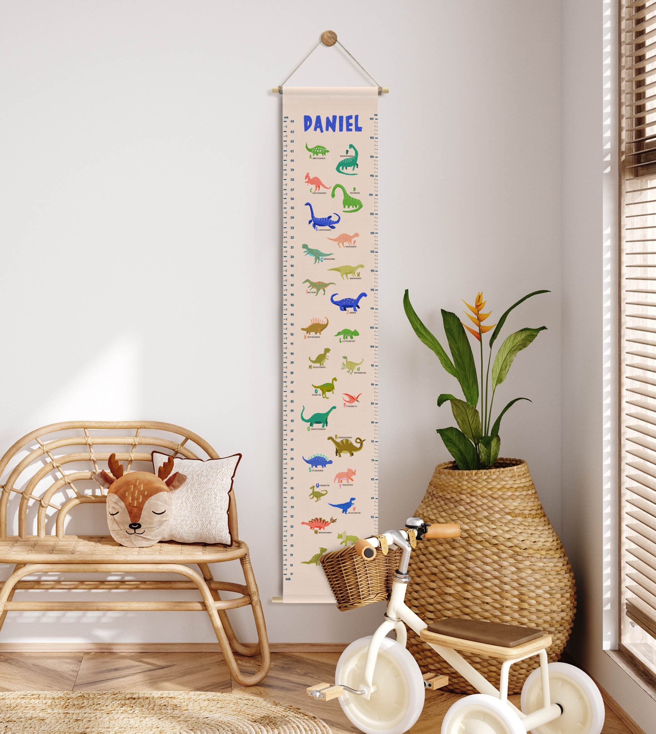 Dinosaur Alphabet Growth Chart, Personalized Dino Height Ruler ...