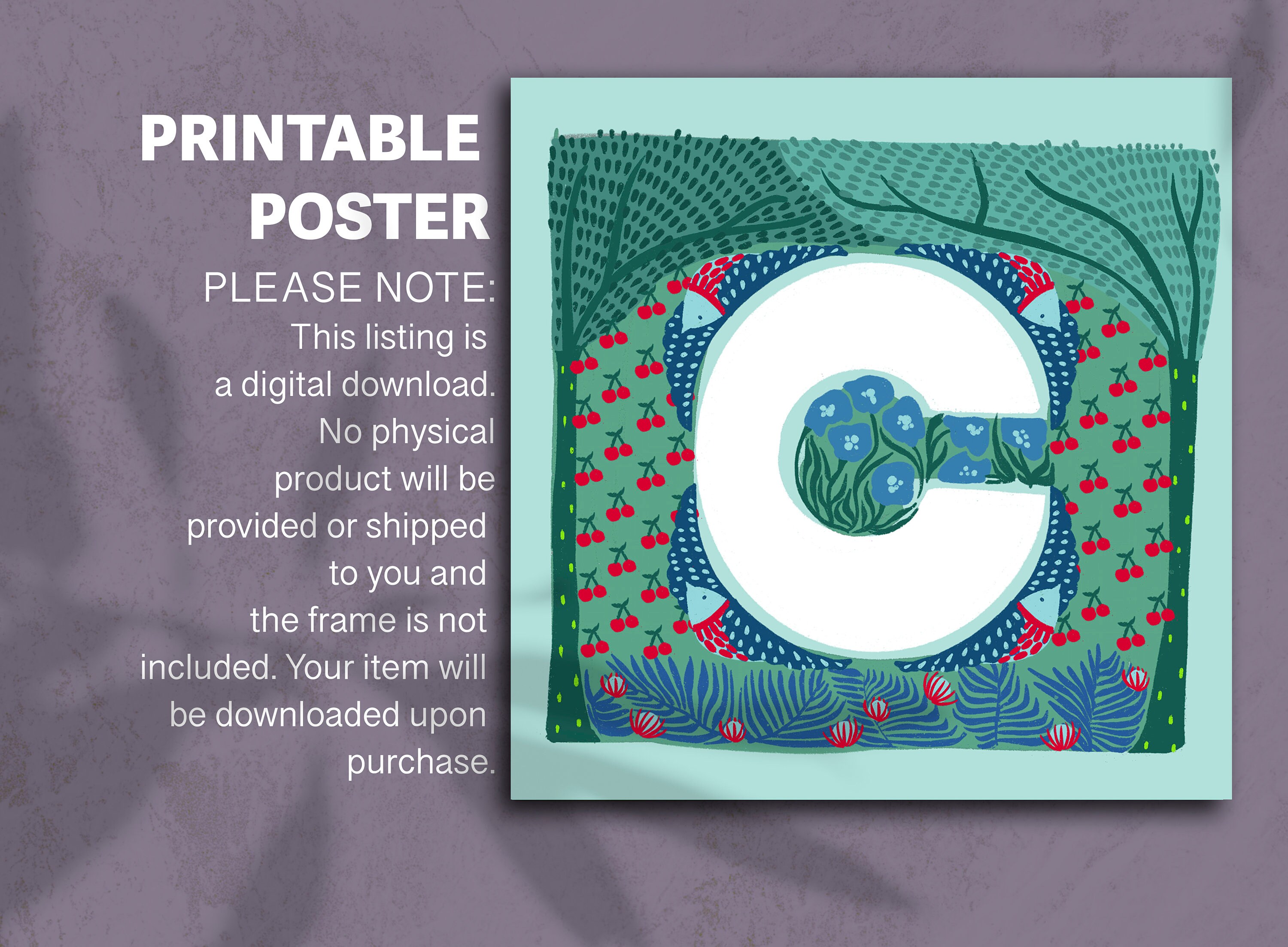 Name Illustration Print, Alphabet Wall Art, C First Letter Poster ...