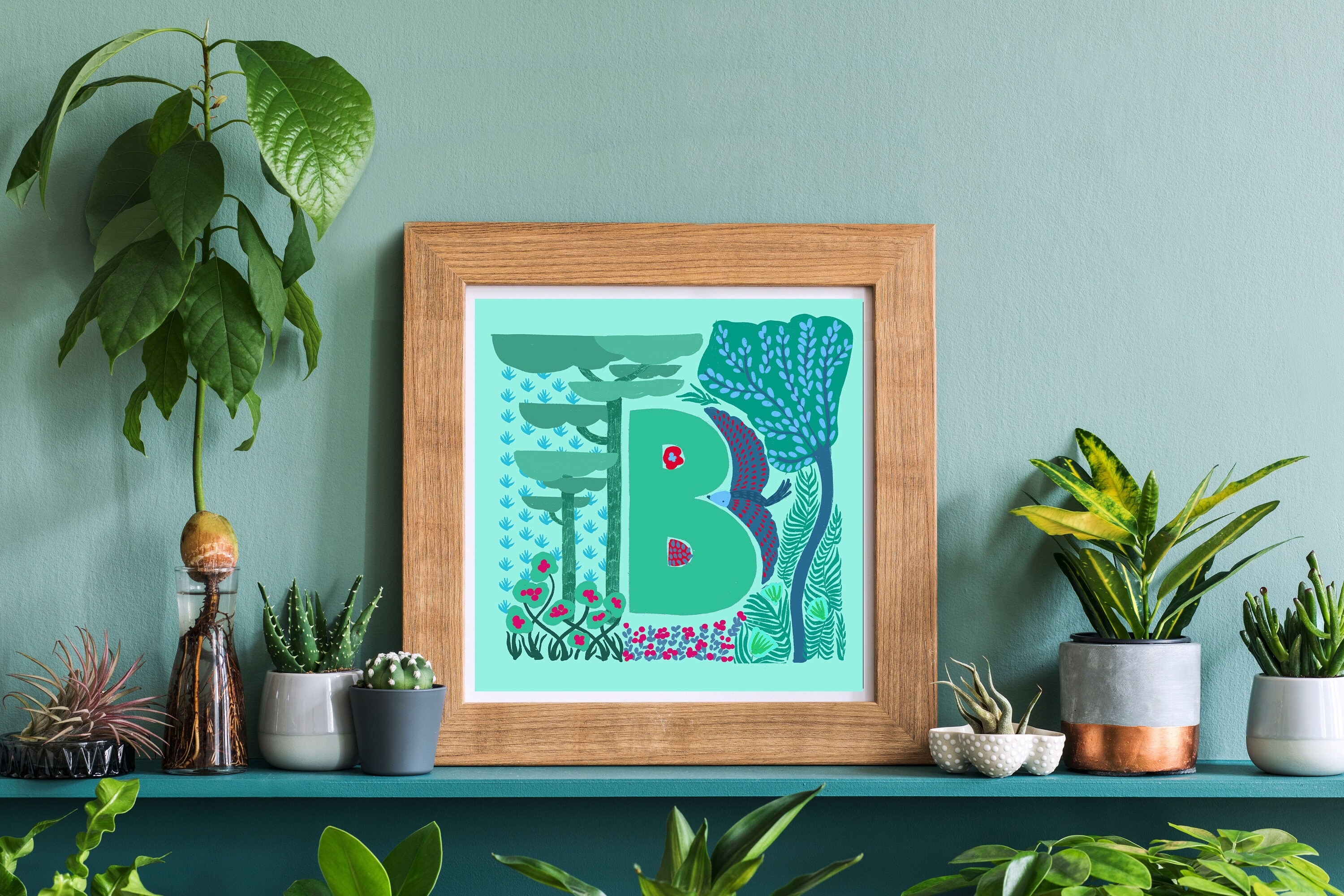 Name Illustration Print Alphabet Wall Art B First Letter - Etsy