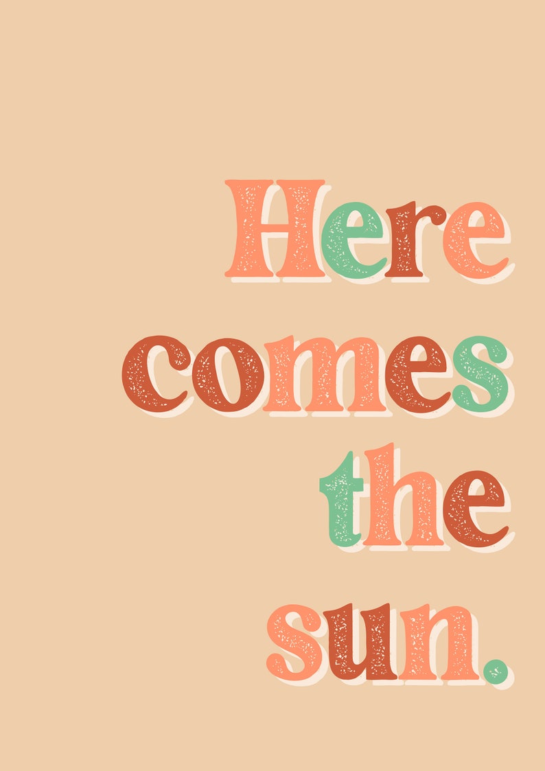 Boho Sunset Print Set, Slogan Wall Decor, Landscape Wall Art, Beatles ...