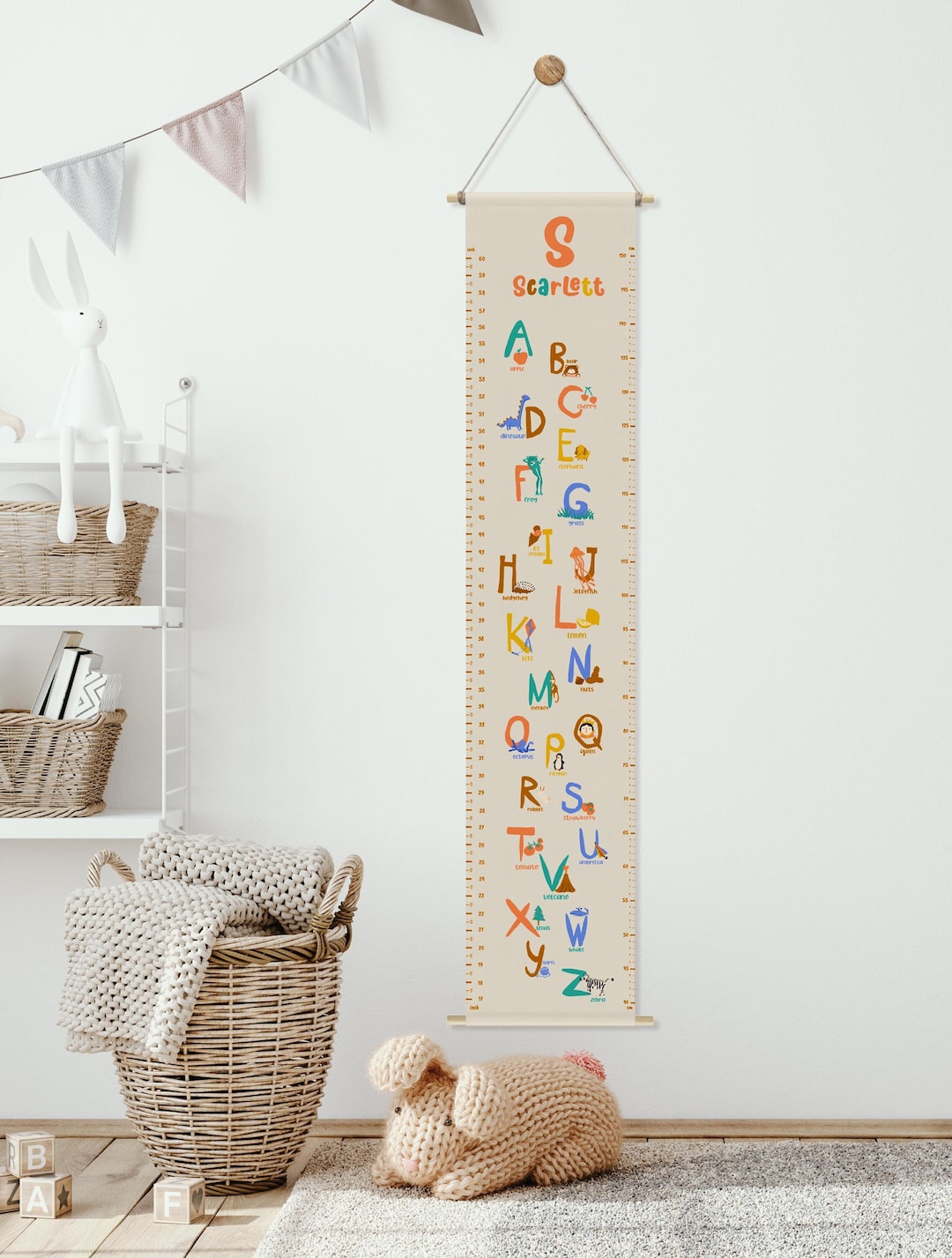 Personalized Animal Alphabet Growth Chart: Nursery Wall Decor - Etsy