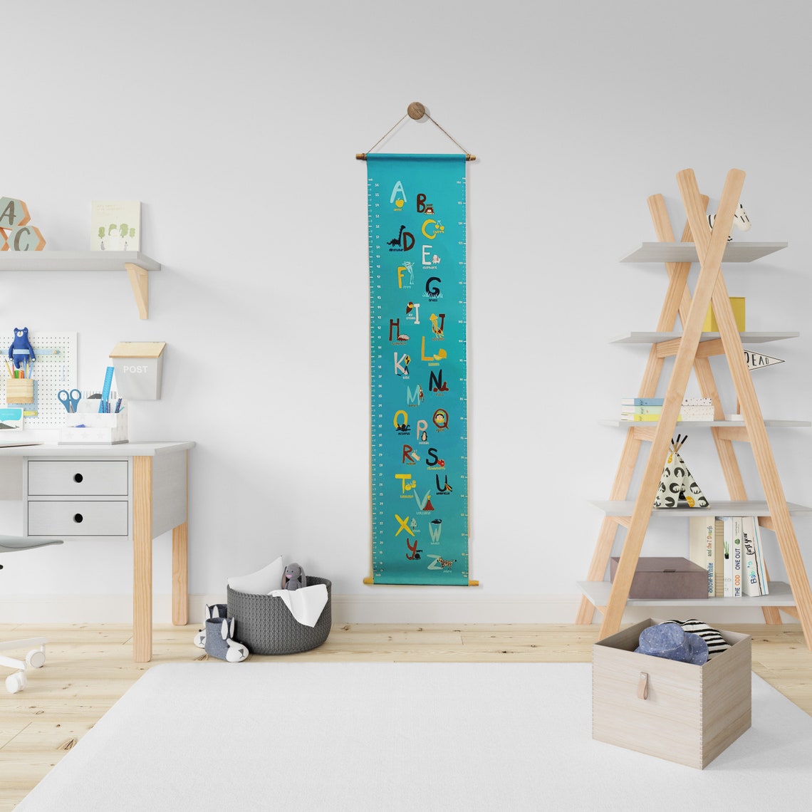 Wall Height Chart for Kids, Growth Chart, Alphabet Wall Decor, Canvas ...
