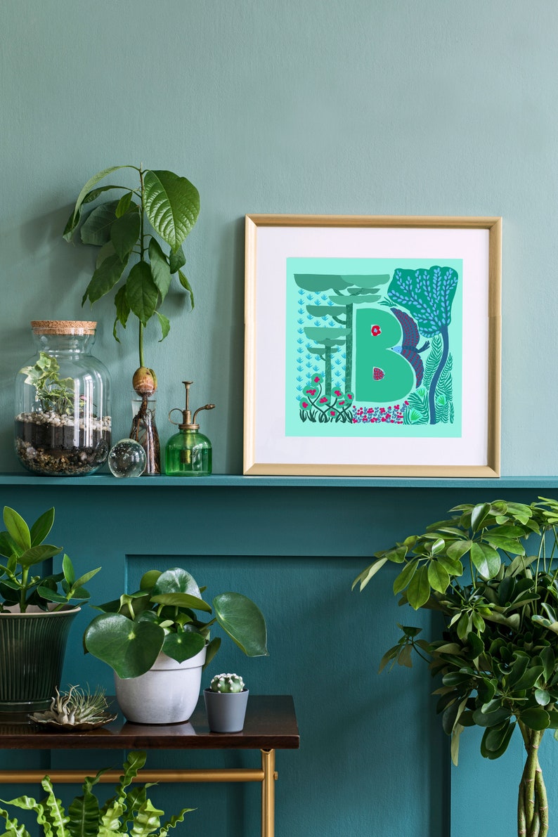 Name Illustration Print Alphabet Wall Art B First Letter - Etsy