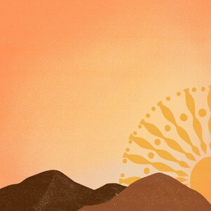 Boho Sunset Print Set, Sun Phases Wall Decor, Landscape Wall Art, Warm ...