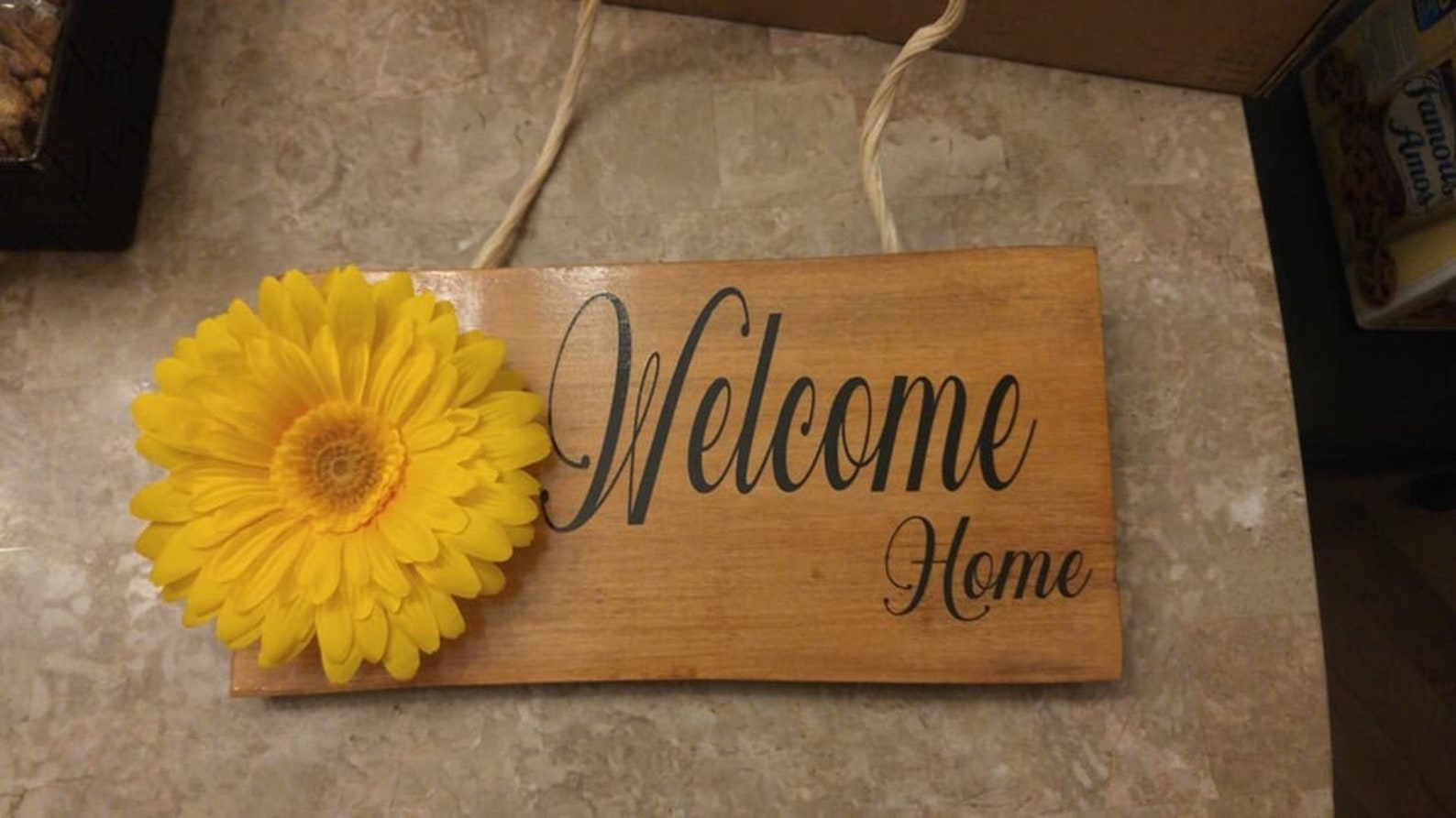 Wooden plate: Welcome Home wood rustic made in Quebec door | Etsy