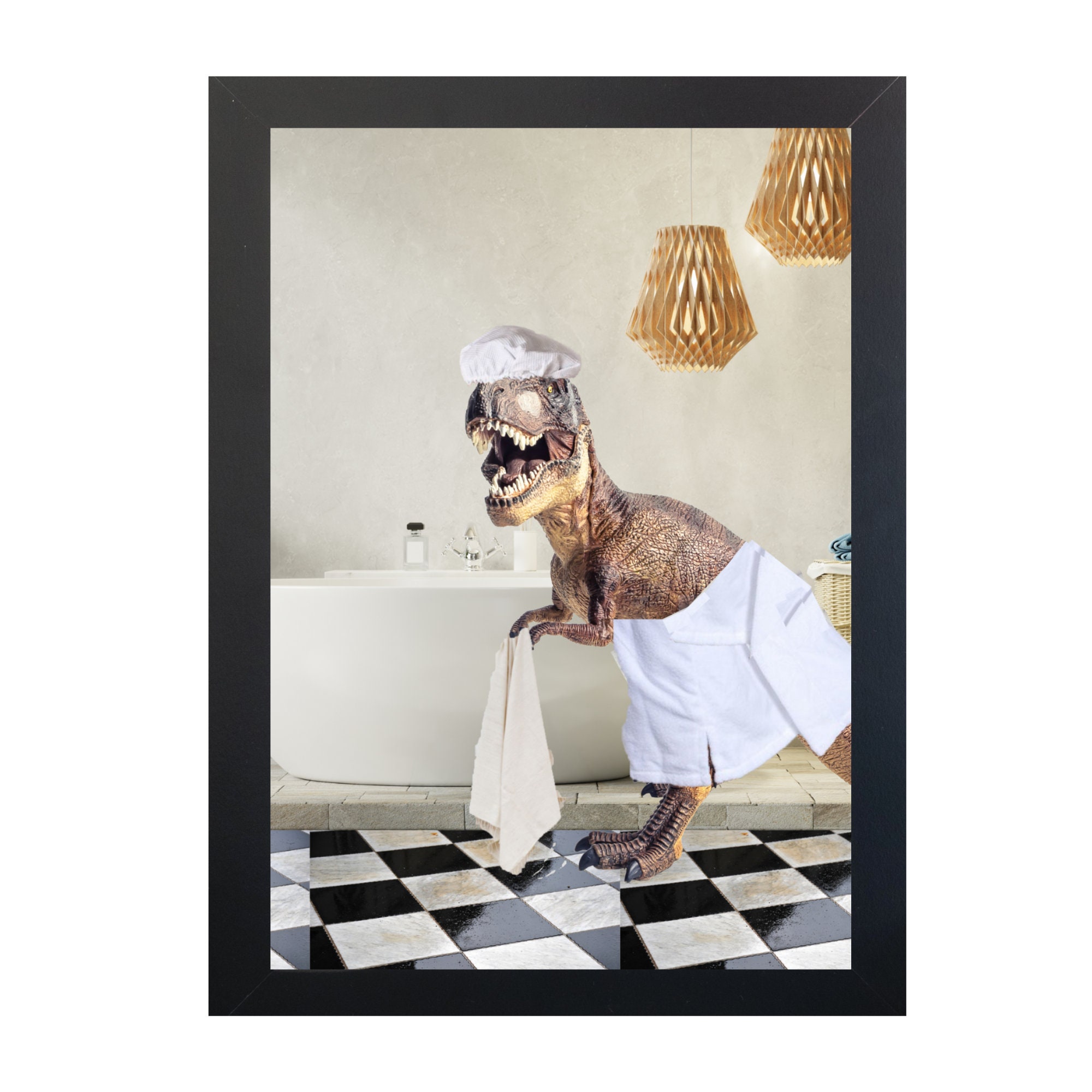Tyrannosaurus Rex - T-rex, Animals in Bathtubs, Bathroom Wall Art the ...