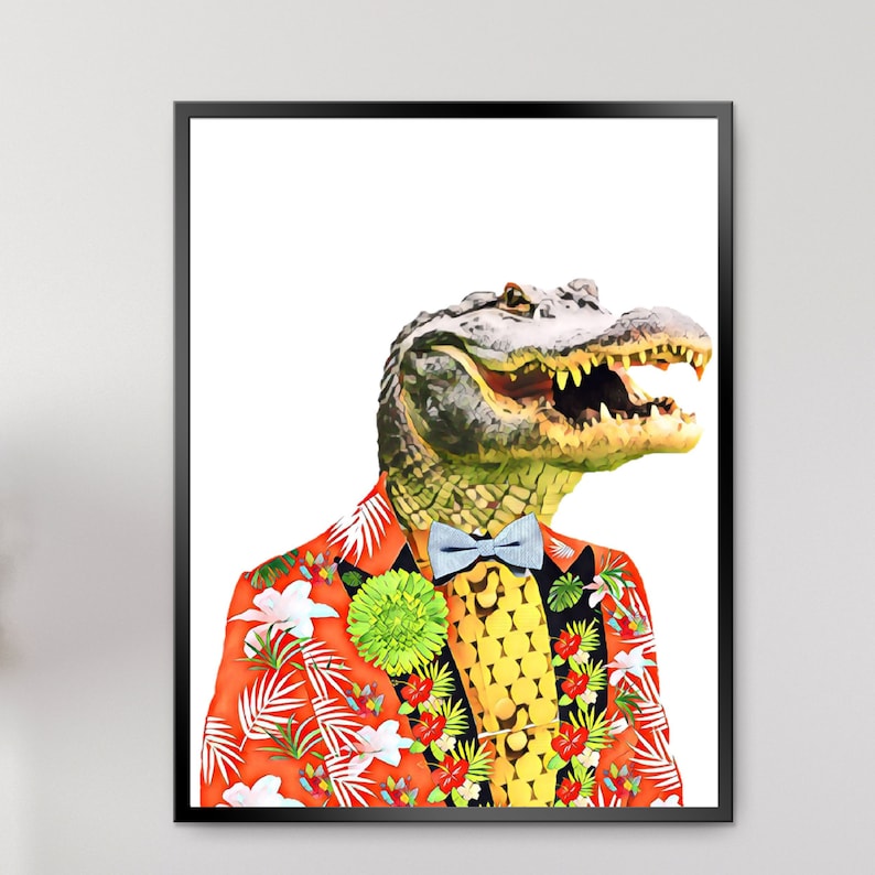 Fun Fashion Alligator Art | Florida Art Print | Pink Art | Albert Gator ...