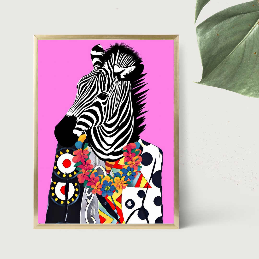 Fashion Zebra Digital - Art Print, Zebra Wall Art Poster, Black and ...