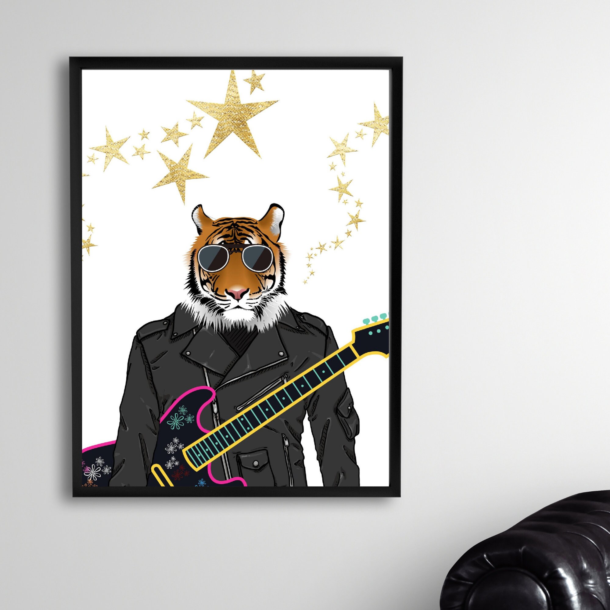 Rock Star Tiger Printable, Tiger Main Guitar Printable Poster Art for ...