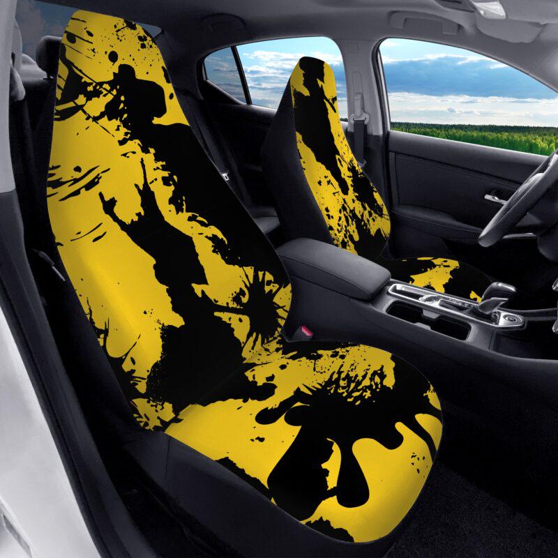 Black & Yellow Paint Splatter Car Seat Cover 2PCS Car Cover, Women Car ...