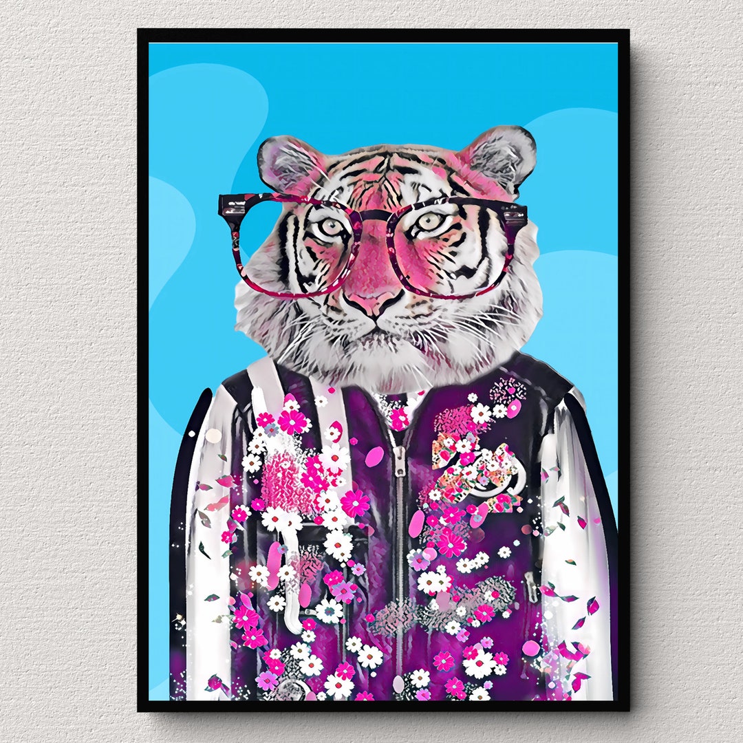 Tigre Rosa Imprimible Digital Impresión de Moda Arte de - Etsy España