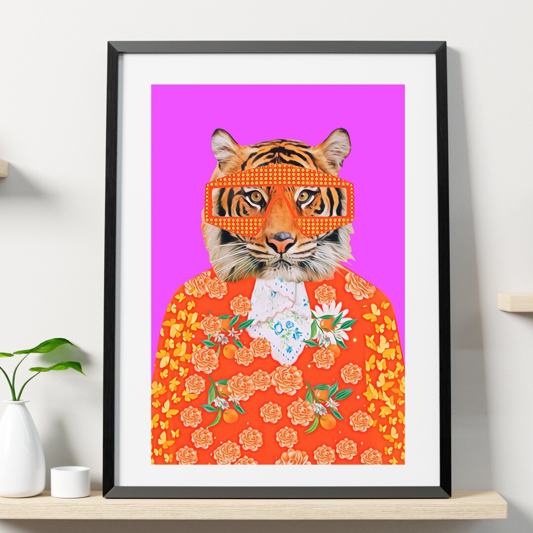 Classy Ferg Orange Tiger Art Print - Fashion Print - Canvas Art - Lion ...