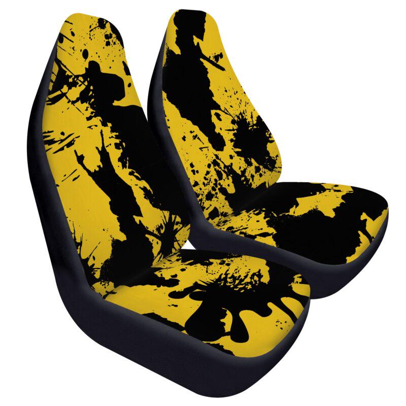 Black & Yellow Paint Splatter Car Seat Cover 2PCS Car Cover, Women Car ...