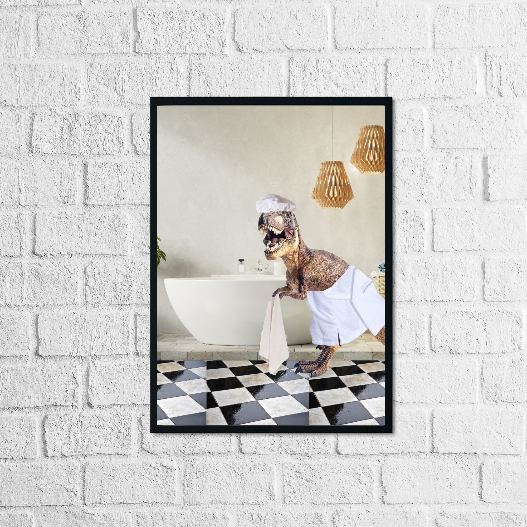 Tyrannosaurus Rex - T-rex, Animals in Bathtubs, Bathroom Wall Art the ...
