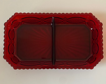 Ruby Red Relish Tray - Etsy