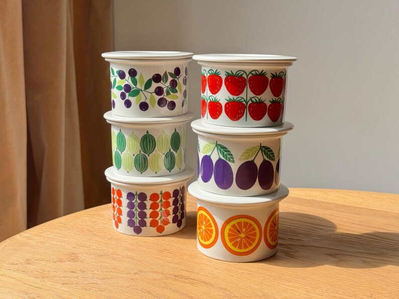 Arabia Finland Pomona Jam Pots – Set of 6 – Vintage Scandinavian ...