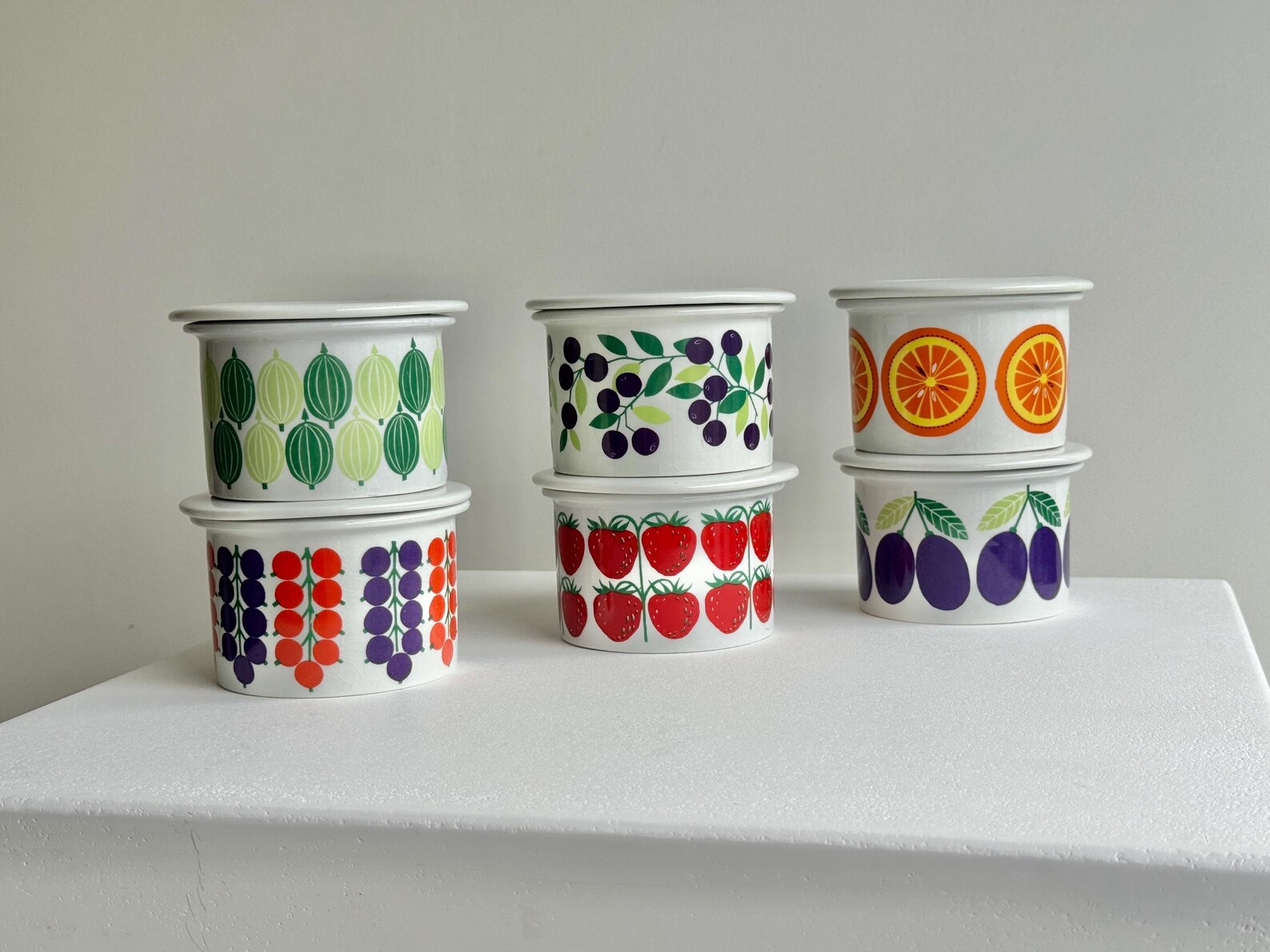 Arabia Finland Pomona Jam Pots – Set of 6 – Vintage Scandinavian ...