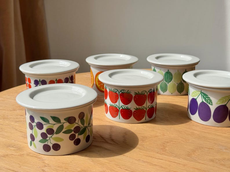 Arabia Finland Pomona Jam Pots – Set of 6 – Vintage Scandinavian ...