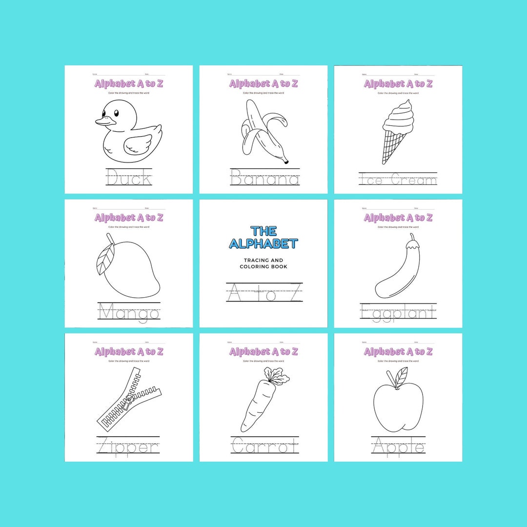 Alphabet Tracing and Coloring Book Childrens Coloring Sheets - Etsy