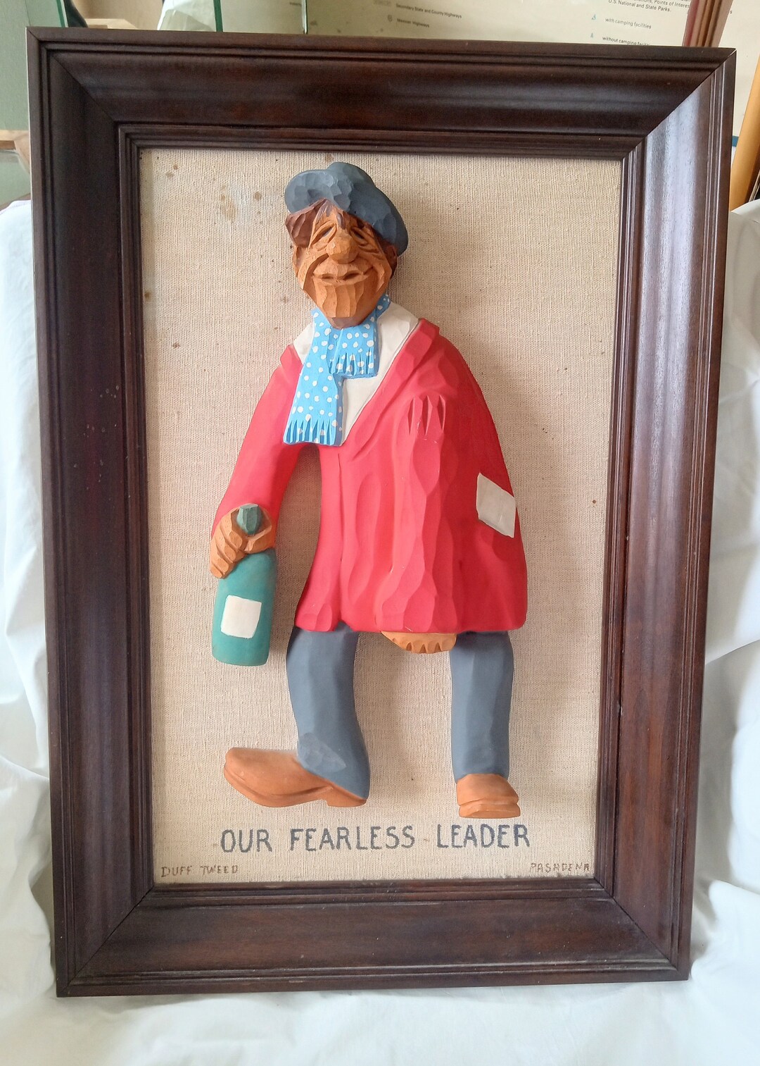 SIGNED DUFF TWEED Vintage Carved Artwork 'our Fearless Leader' Walt ...