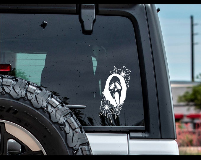 HORROR CAR DECAL | Ghostface Car Decal | Floral Car Decal | Horror Car ...