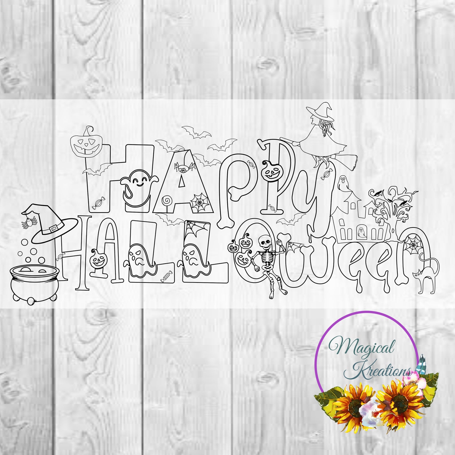 Halloween Coloring Banner/ Halloween Printables for Kids/ Happy ...