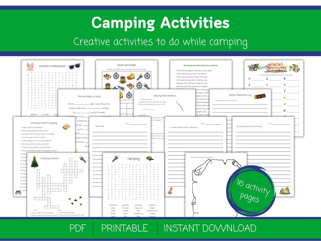 Kids Camping Activity Book, Printable PDF Digital Download, Kids ...